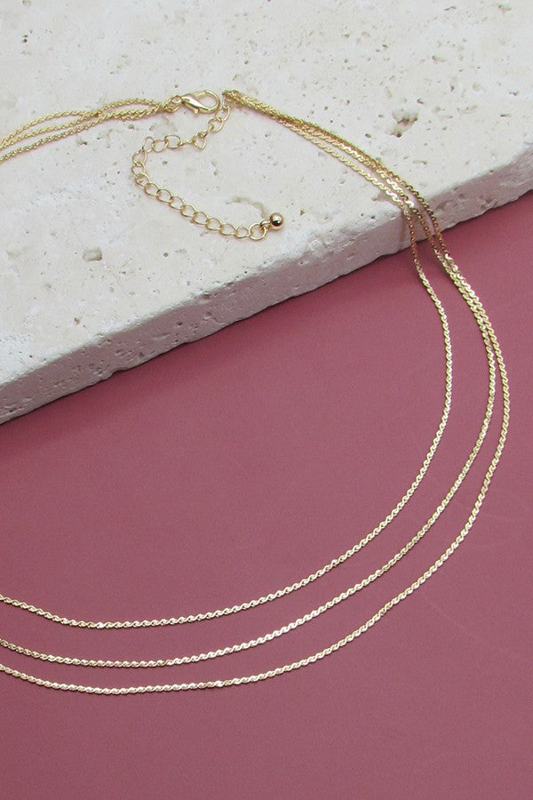 Triple Thin Flat Chain Necklace - Angie's Strength & Style Boutique