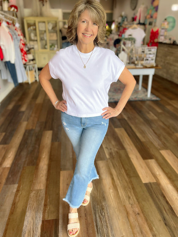 Shayla Medium Wash Cropped Jeans - Angie's Strength & Style Boutique